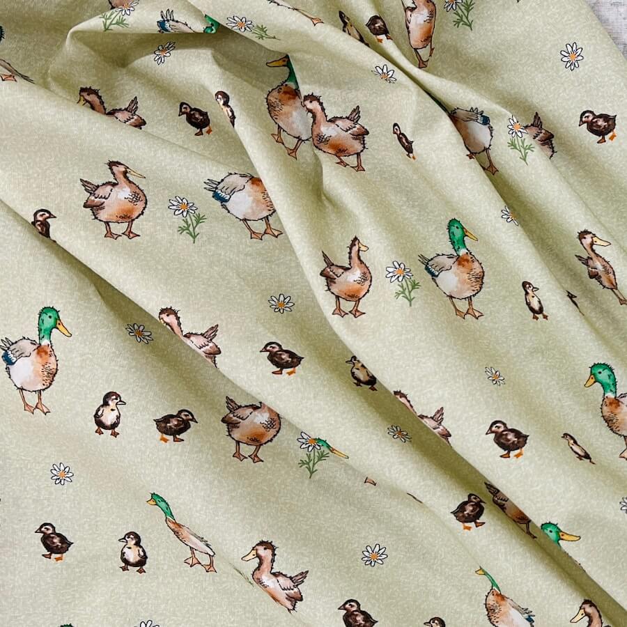 100% Cotton Poplin – Farmyard Friends – Mallard Family | 1st For Fabrics