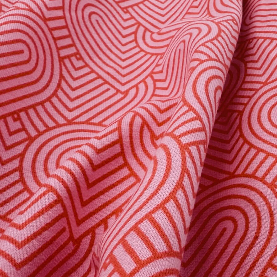 Soft Loop Back French Terry Jersey – Interlocking Hearts | 1st For Fabrics