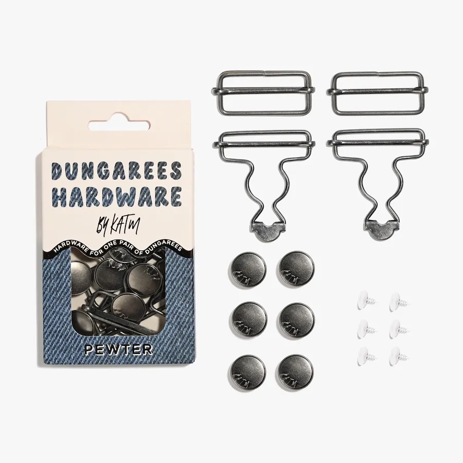 Kylie and the Machine Dungarees Hardware Kit – Pewter | 1st For Fabrics
